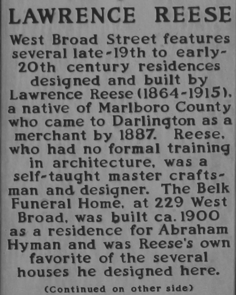 Abraham Hyman House – Darlington County Historical Commission & Museum